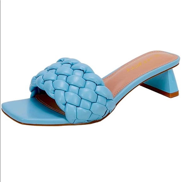 Shoes | Cute Must Have Women Chunky Baby Blue Braided Mules | Poshmark